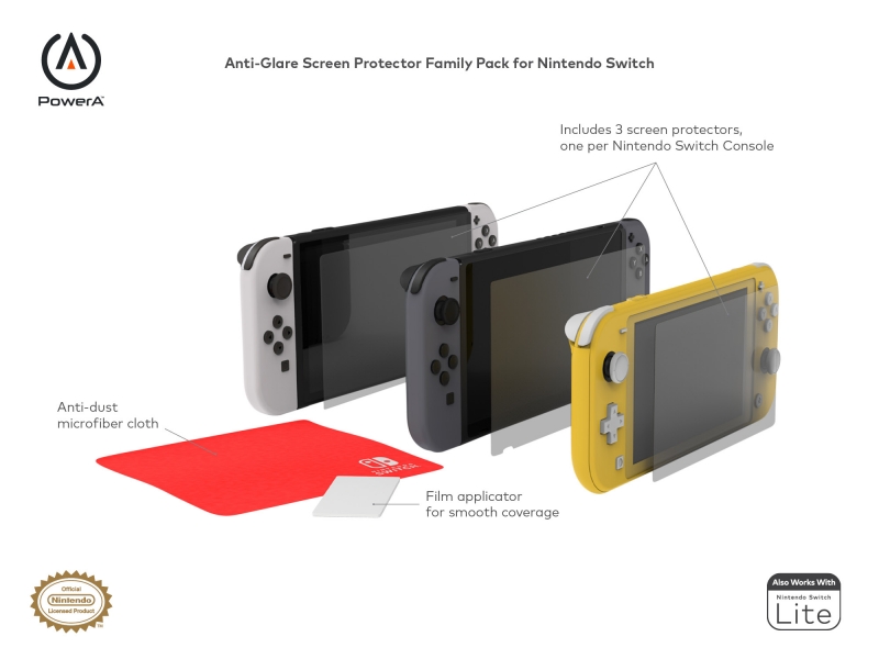 PowerA Anti-Glare Screen Protection Kit for Nintendo Switch, includes 2 ...